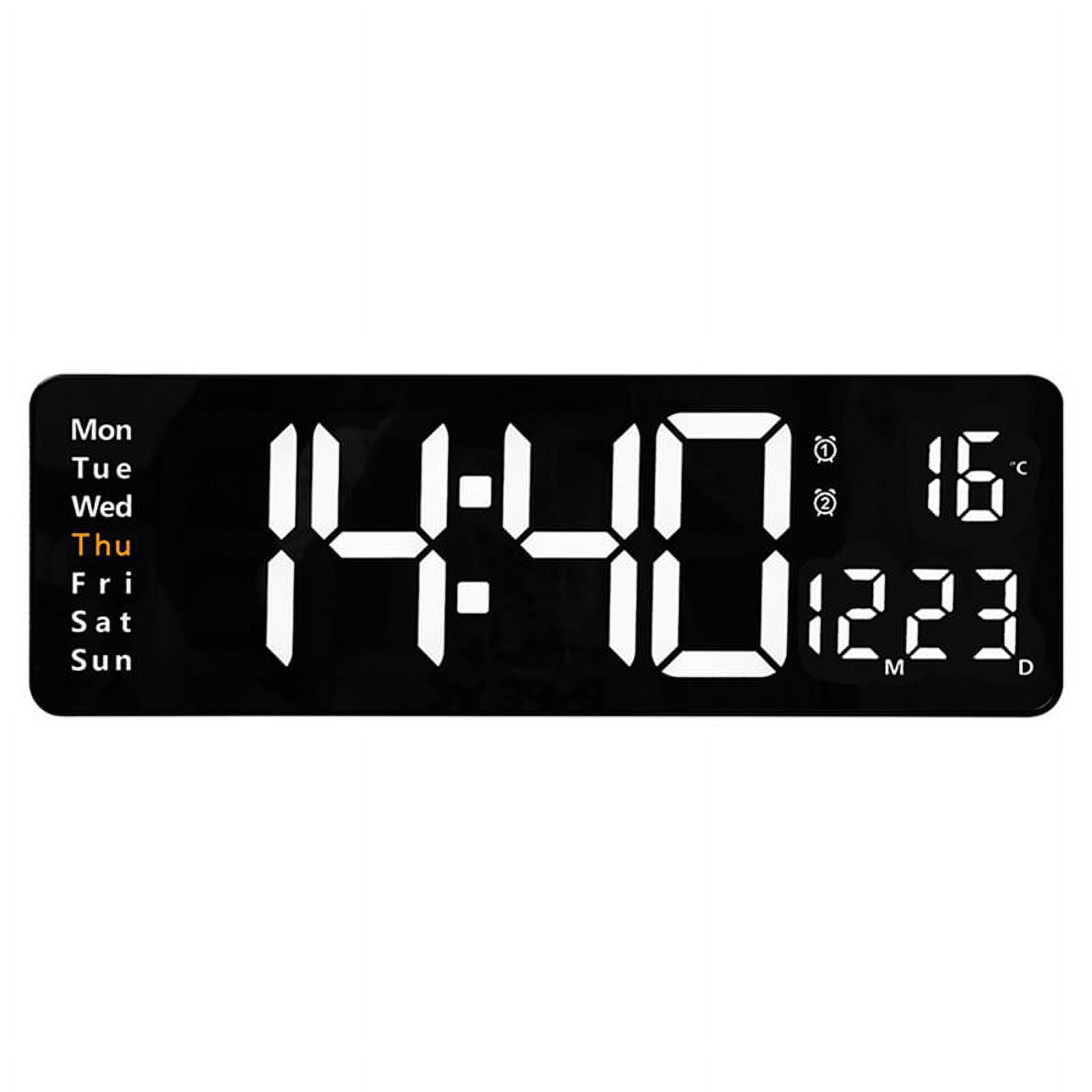 LED Digital Wall Clock with Remote Control Wall-Mounted Clocks Temp ...