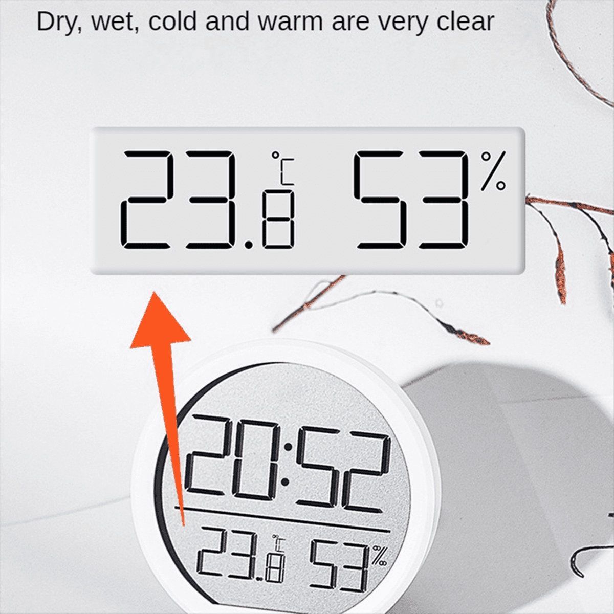 LED Digital Wall Clocks Temperature Humidity Date Display Electronic ...
