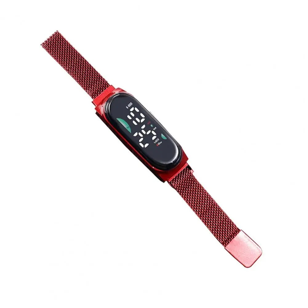 LED Digital Watch Waterproof Magnet Stainless Alloy Touch Screen ...