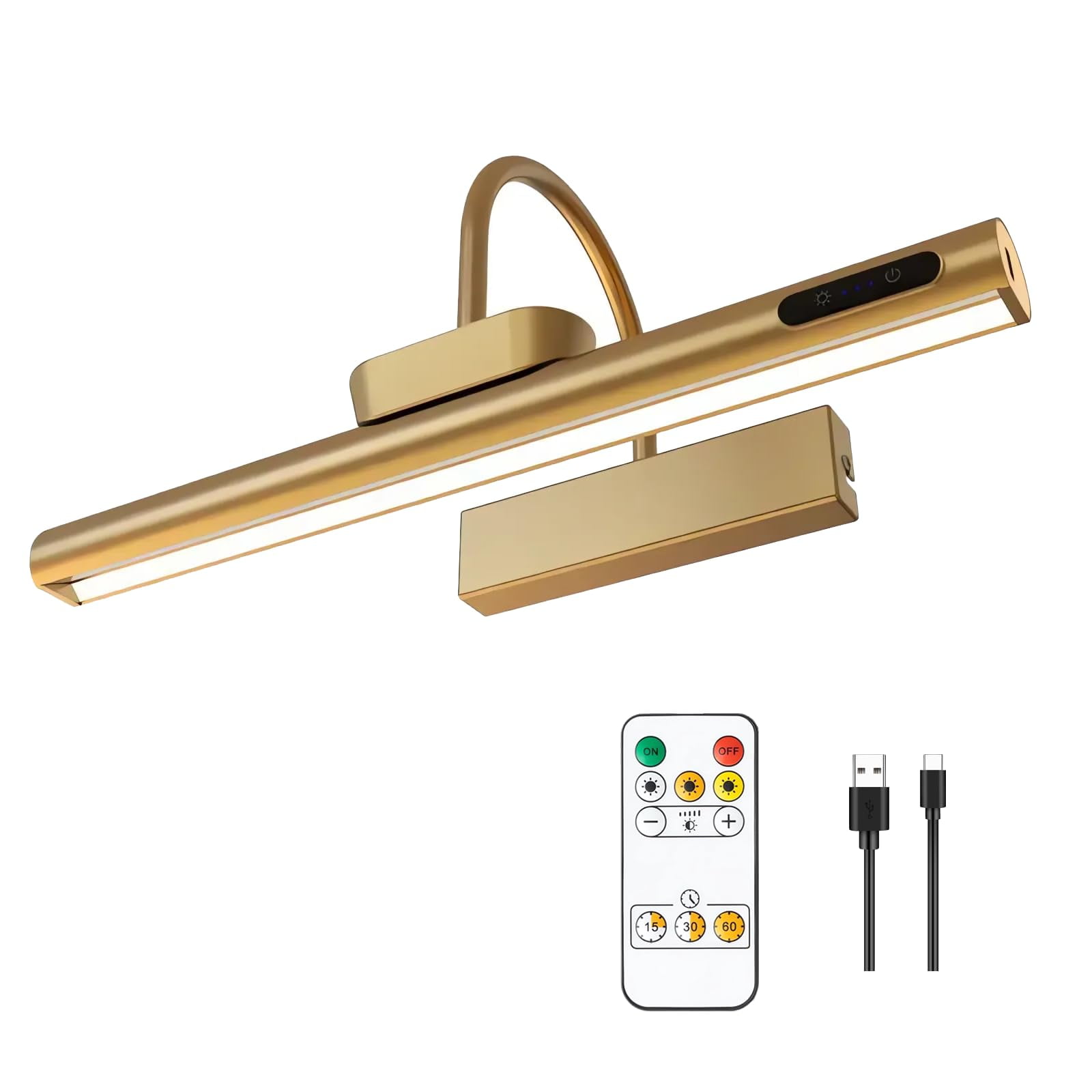 LED Dimmable Cordless Picture Light with Remote, Magnetic Rechargeable ...