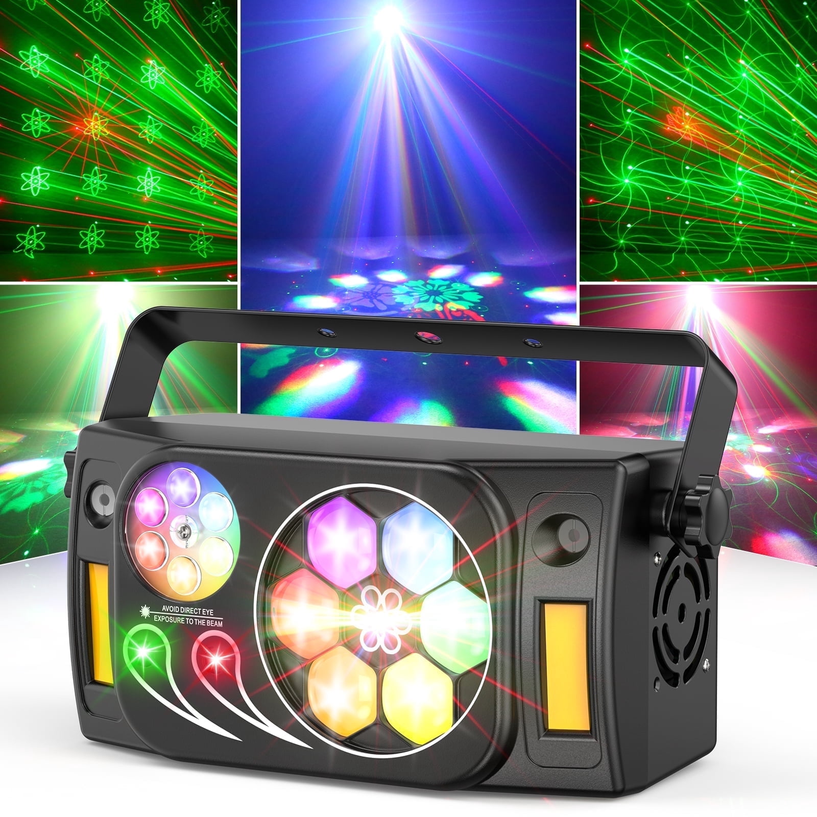 LED Disco Light DJ Lights, 6-in-1 Stage Light with Flashing Laser Star ...