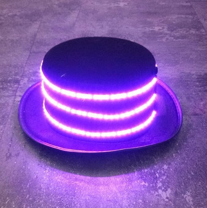 LED Disco Top Hat Unisex Flashing LED Hat Jazz Hats for Men Women Party ...