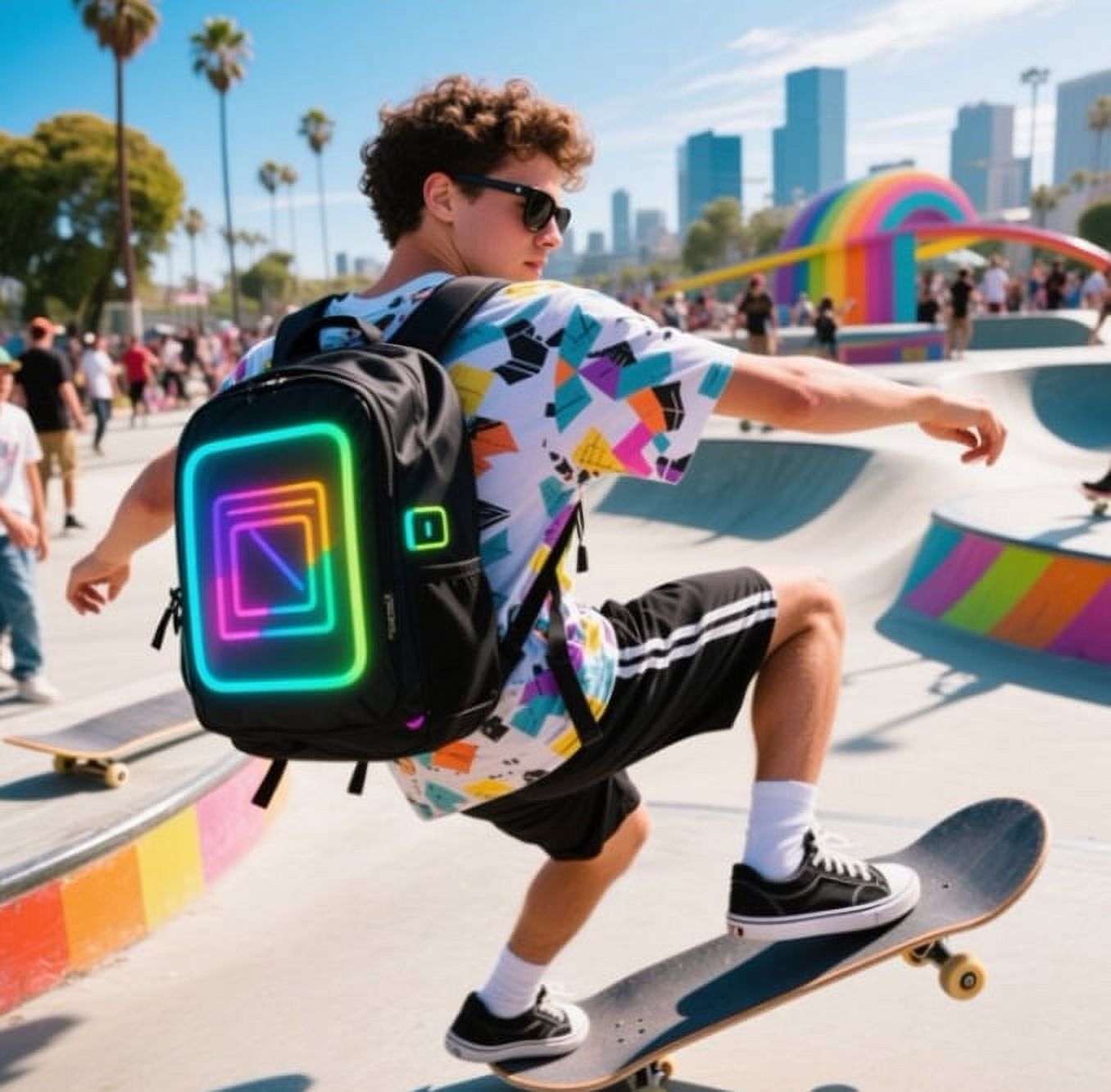 LED Display Backpack Business travel Laptop Backpack Men DIY Smart ...