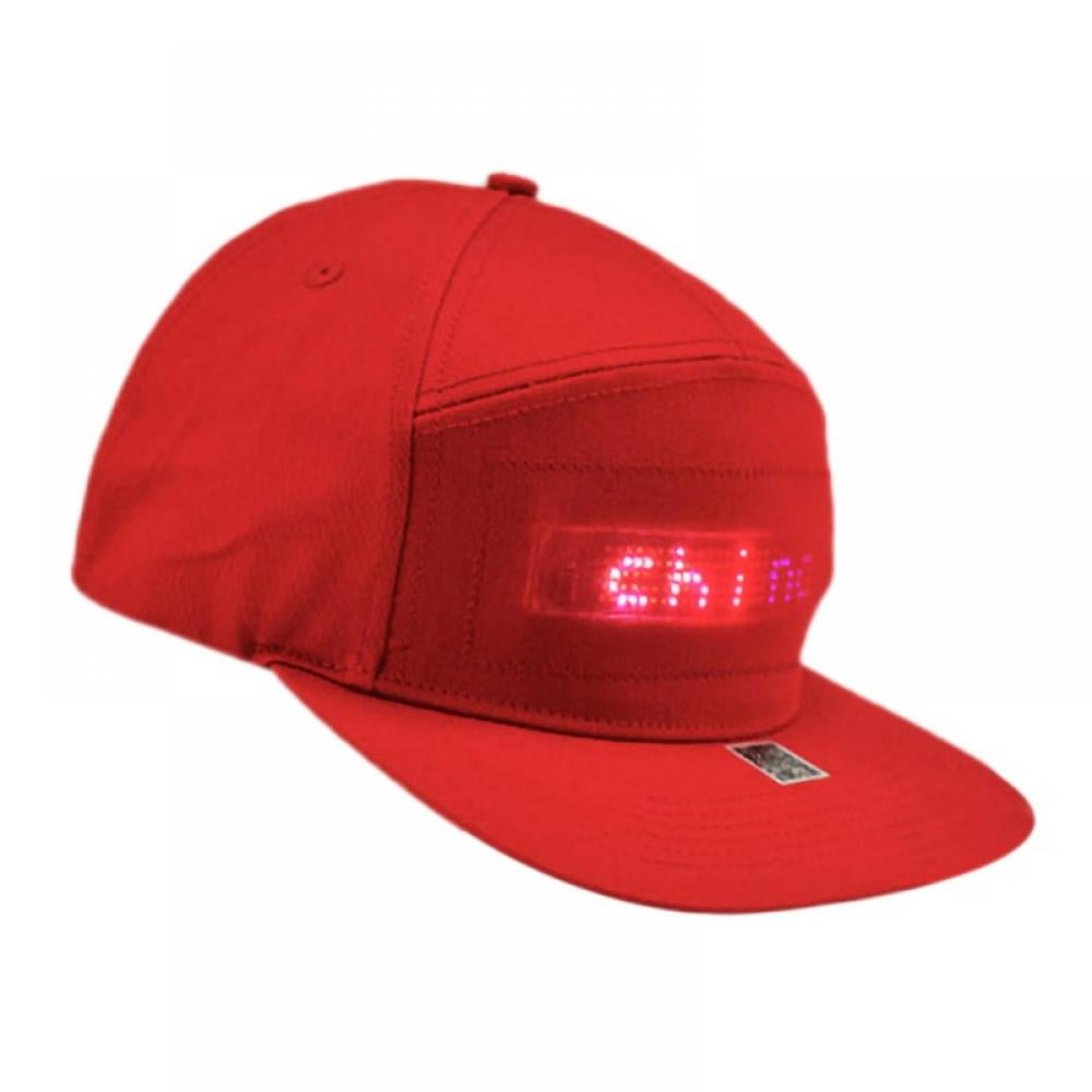LED Display Cap Smartphone App Controlled Glow DIY Edit Text Hat ...
