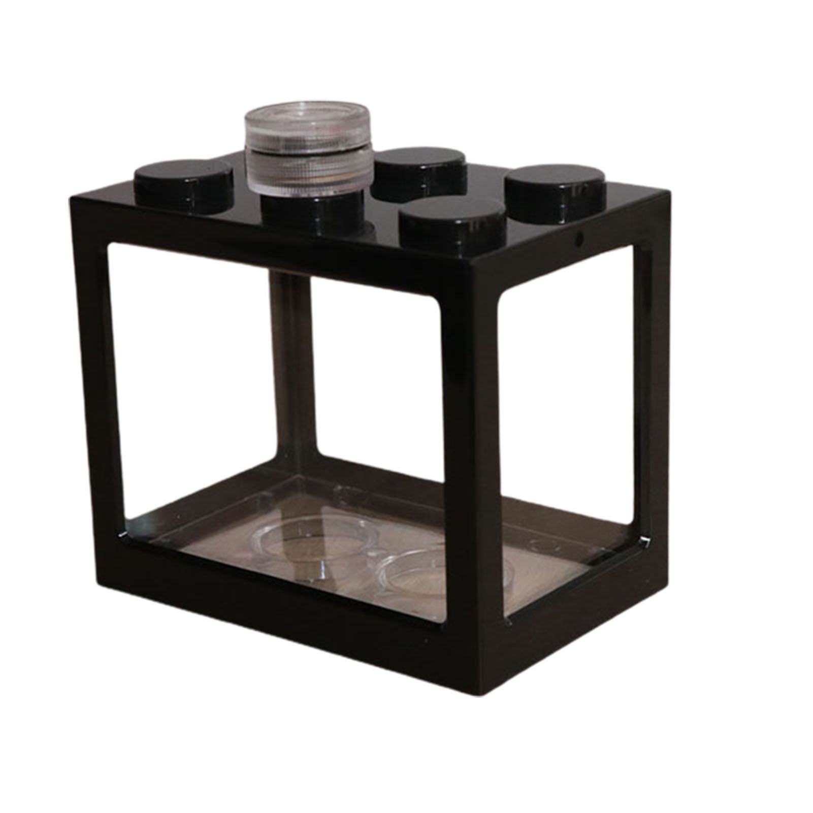 LED Display Fish Tank Small Desktop Aquarium Starter Kit with Lid for ...