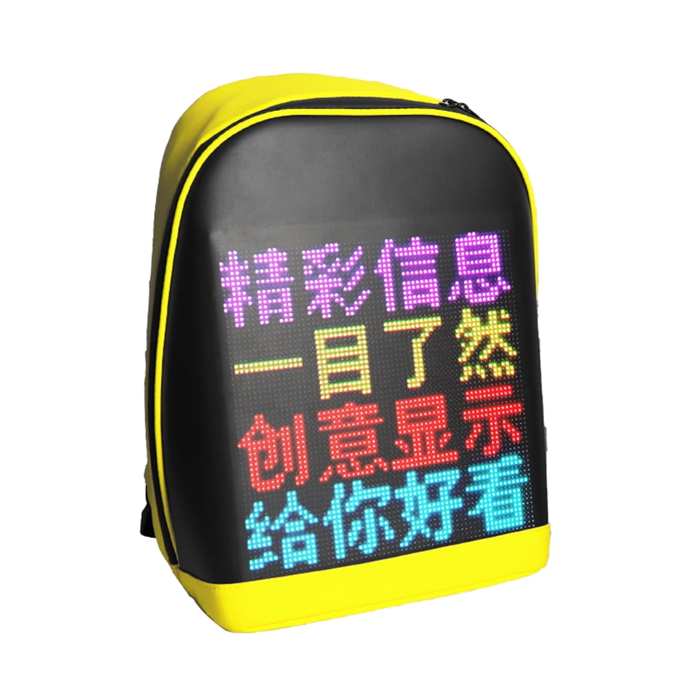 LED Display Screen Light Walking Billboard Backpack Laptop Bag (Yellow ...