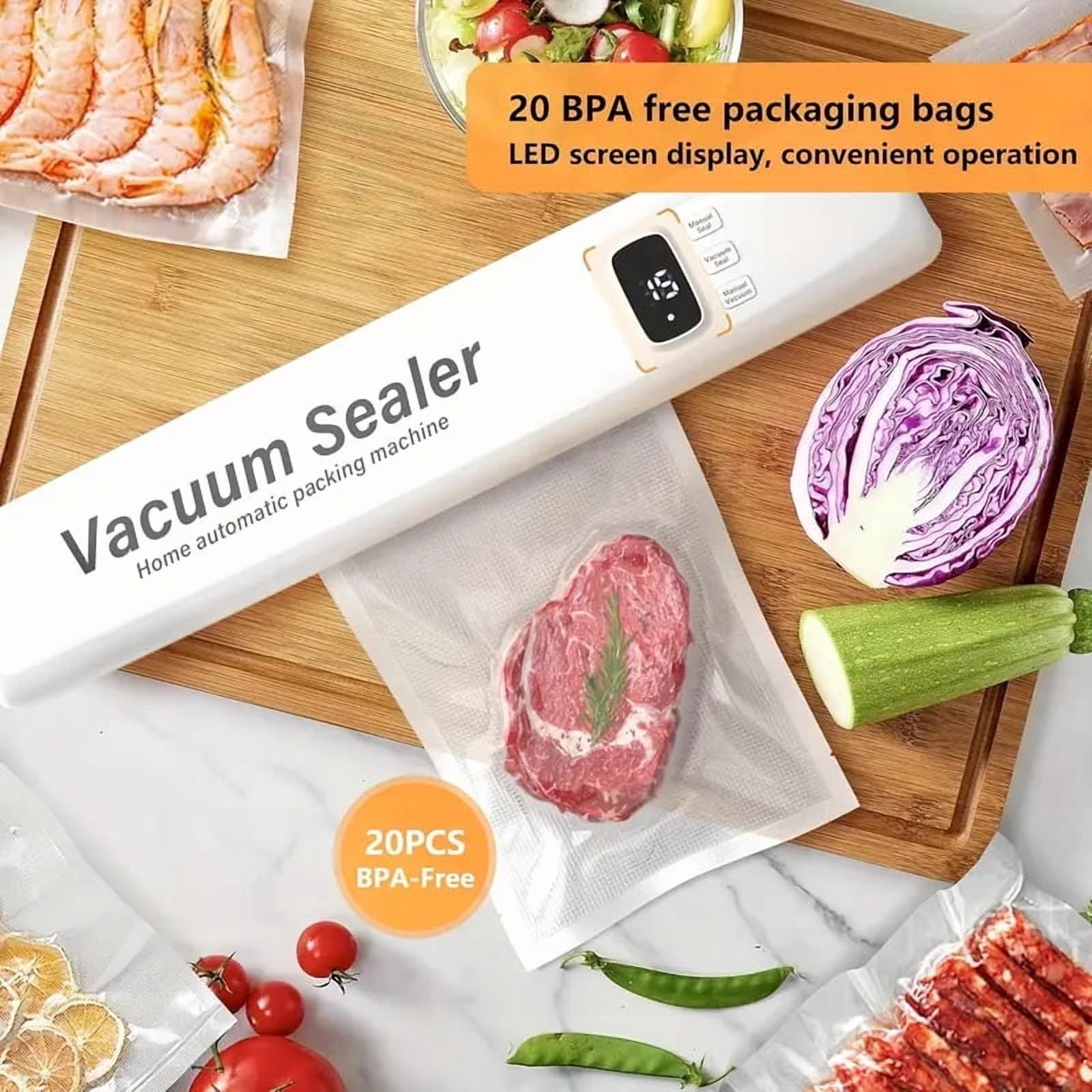 LED Display Vacuum Sealer Machine - 3-in-1 Food Preservation System for Sous Vide Bulk Storage ...