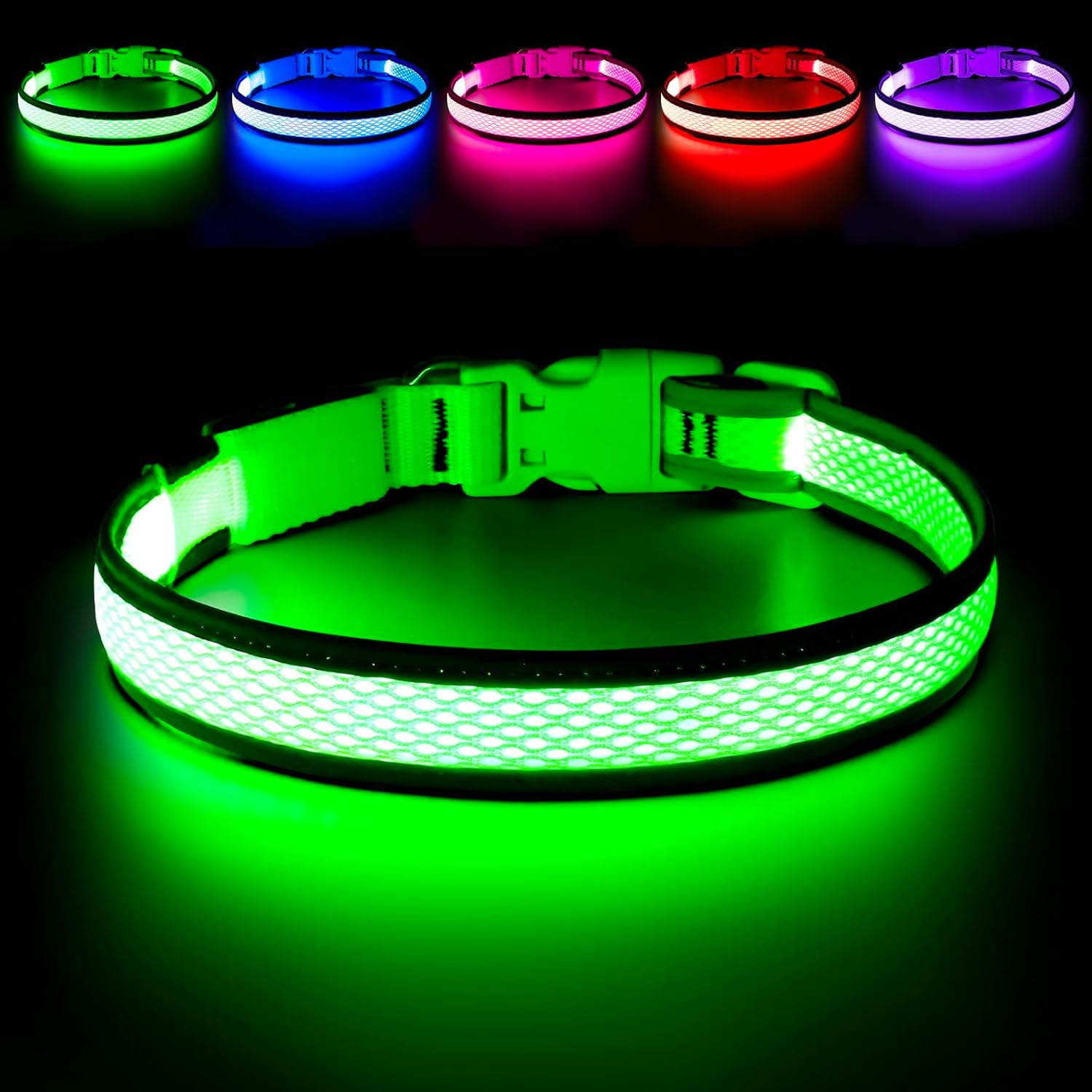 LED Dog Collar, Light Up Dog Collar Lights USB Rechargeable, Adjustable ...
