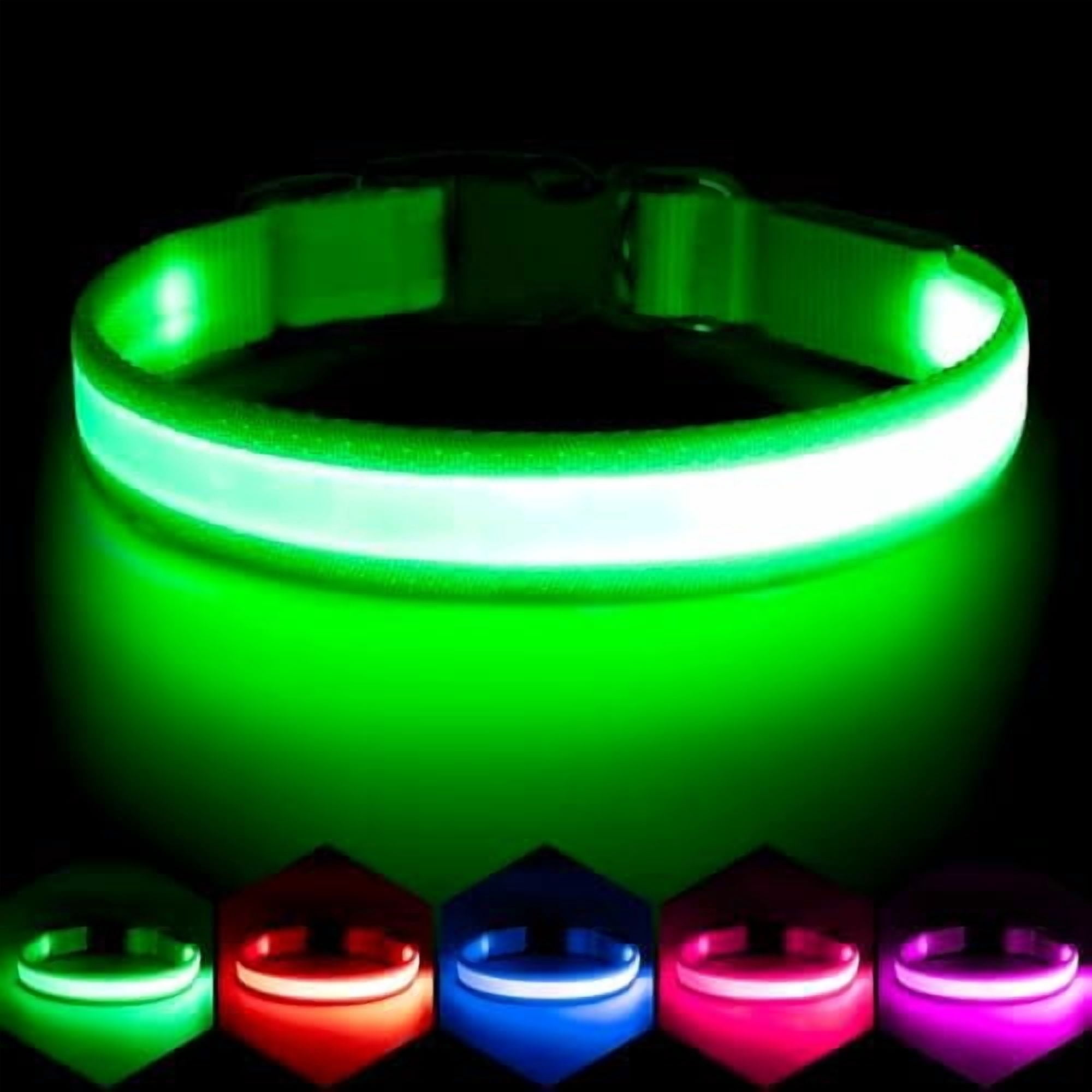 LED Dog Collar, Light Up Dog Collar Adjustable USB Rechargeable Super ...