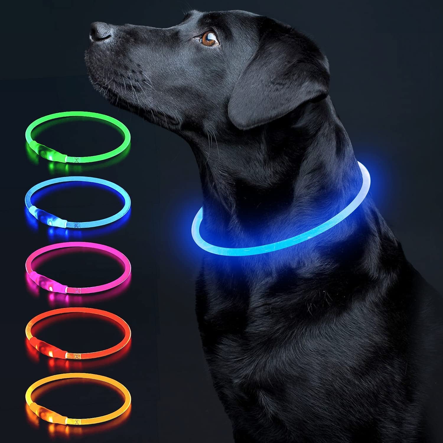 LED Dog Collar Light Up Dog Collars 1 Count USB Rechargeable TPU Glow ...