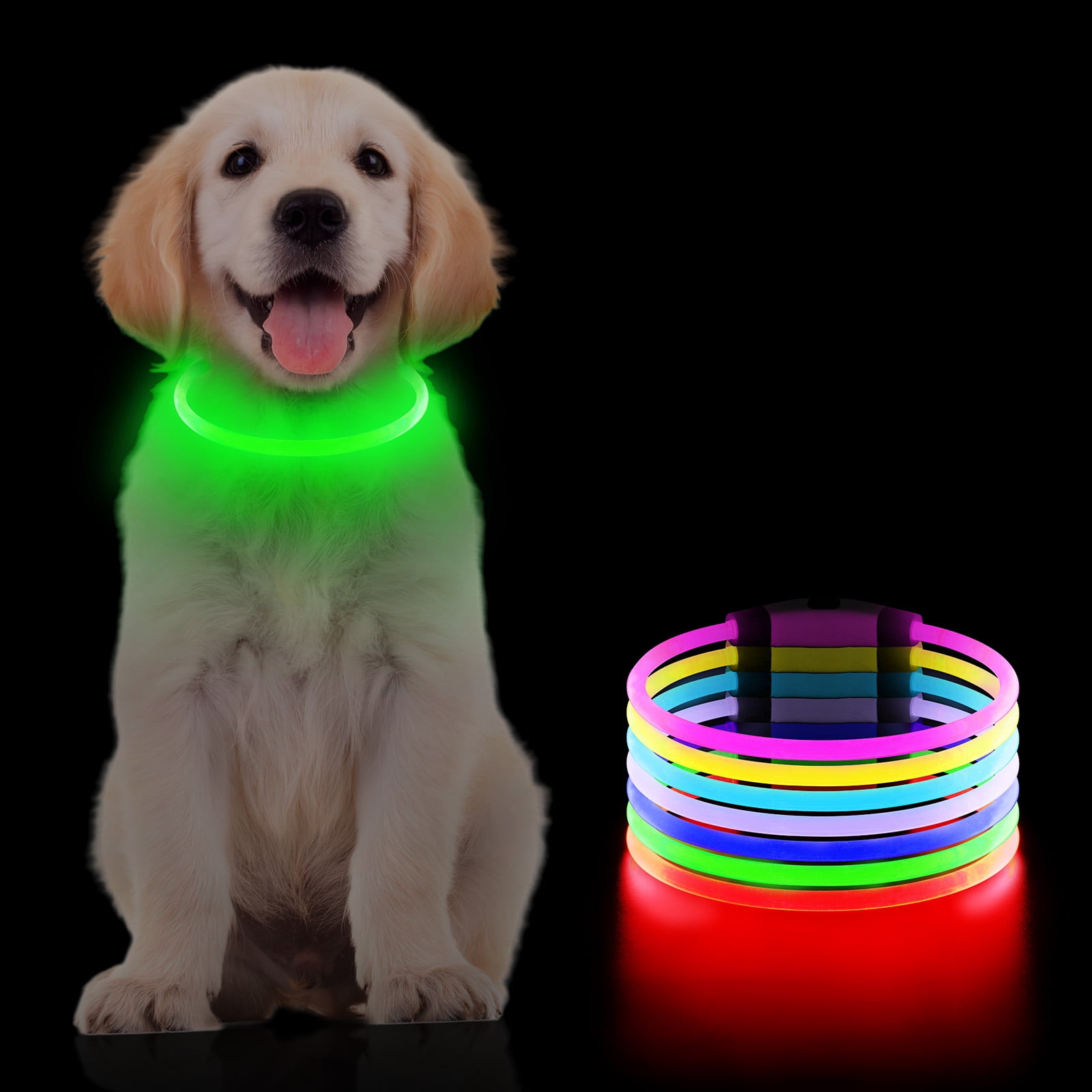 LED Dog Collar USB Rechargeable Glowing, Pet Collars Lighted Up Safety ...