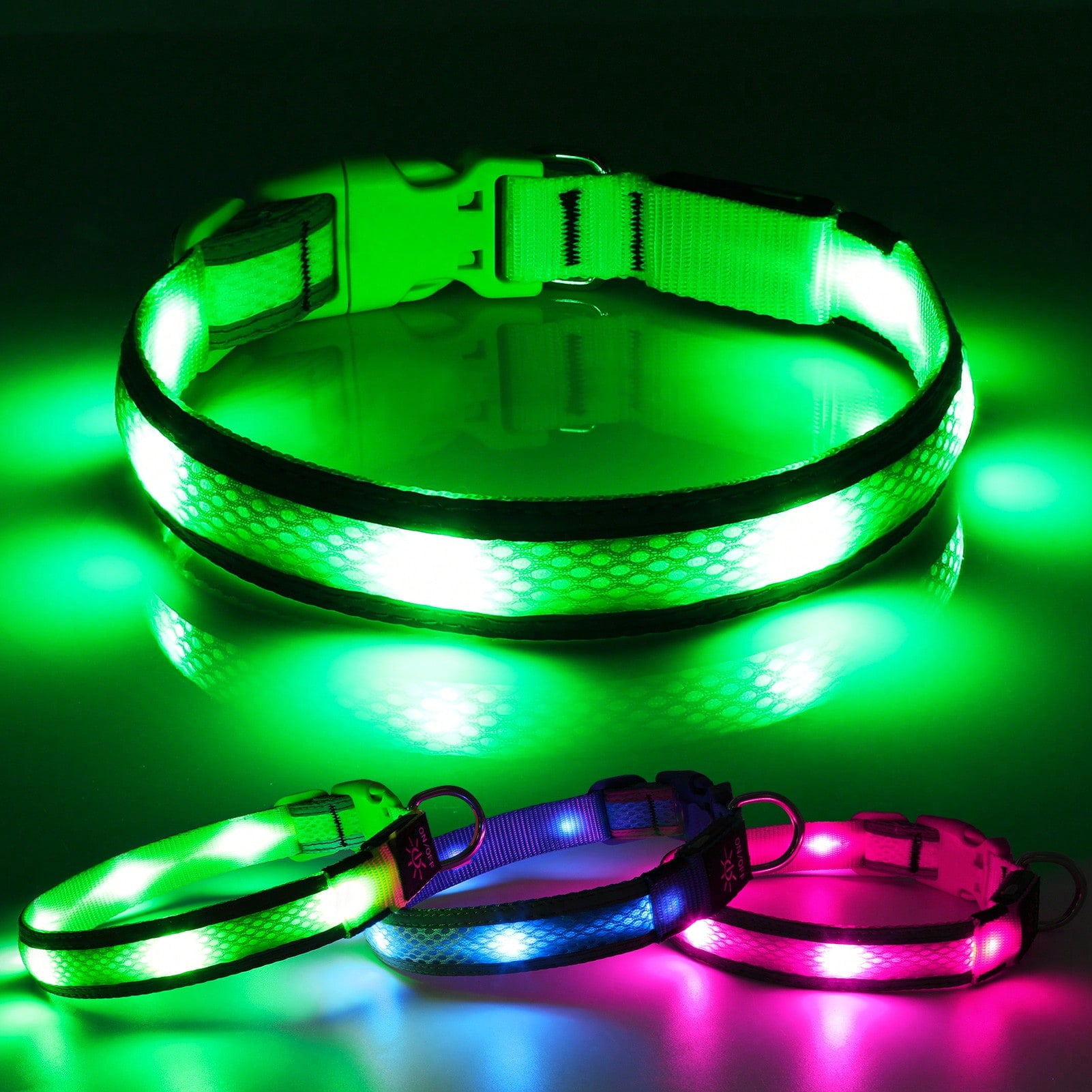 LED Dog Collar, USB Rechargeable Light Up Dog Collar, Reflective Sfety ...