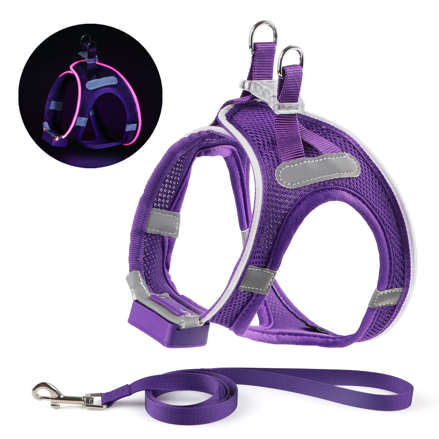 LED Dog Harness Rechargeable, Lighted Dog Vest Harness for Night ...