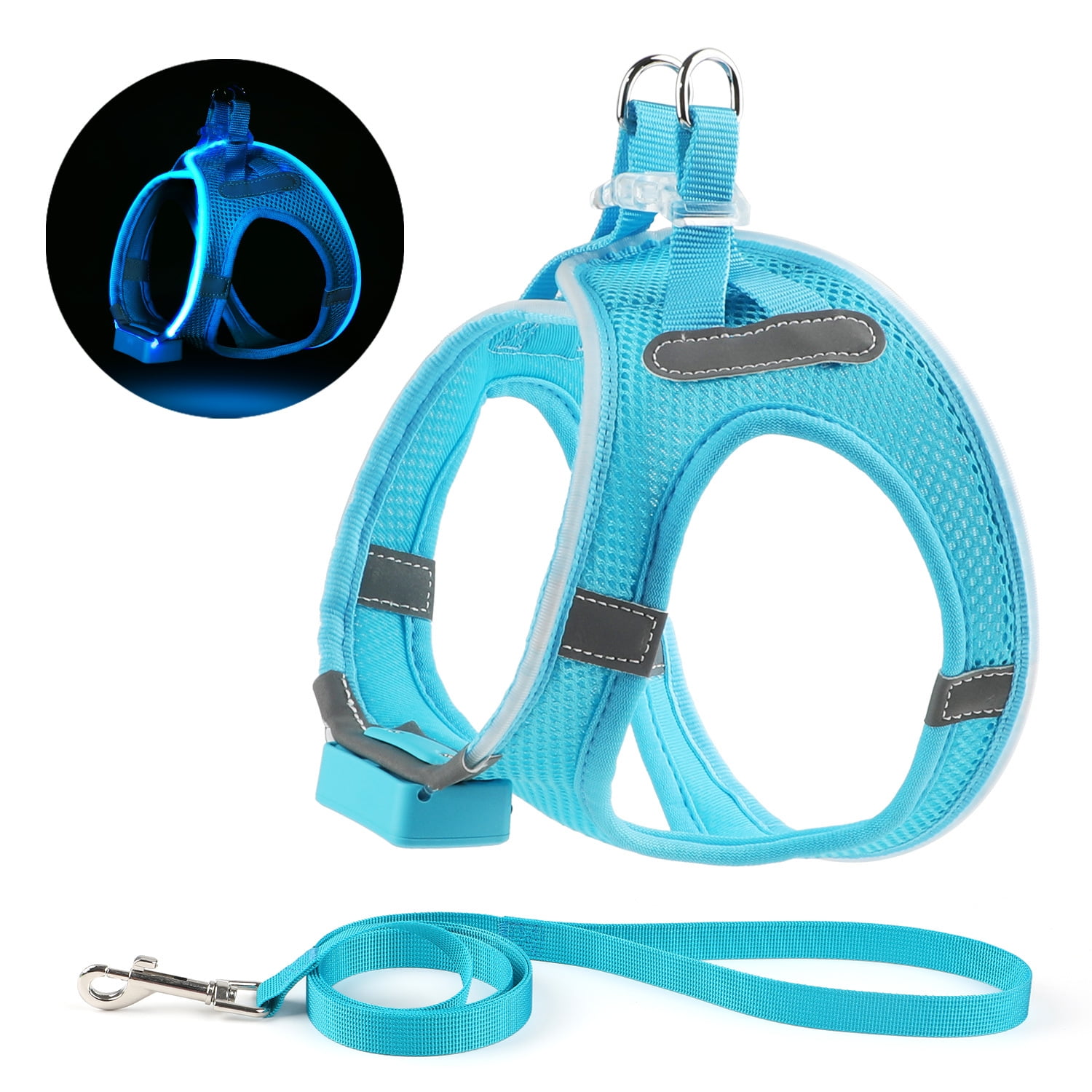 LED Dog Harness Rechargeable, Lighted Dog Vest Harness for Night ...