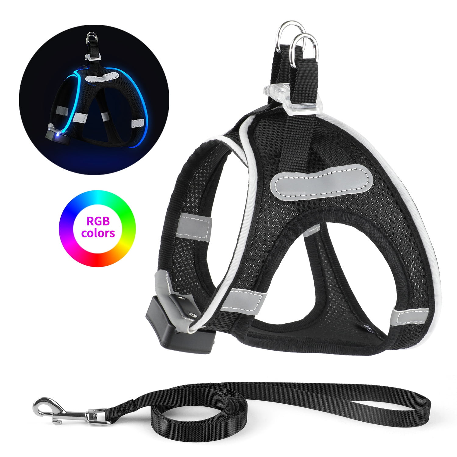 LED Dog Harness Rechargeable, Lighted Dog Vest Harness for Night ...