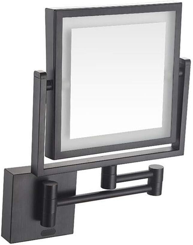 LED Double-Sided Square Beauty Mirror,360°Swivel Folding Wall Mounted ...