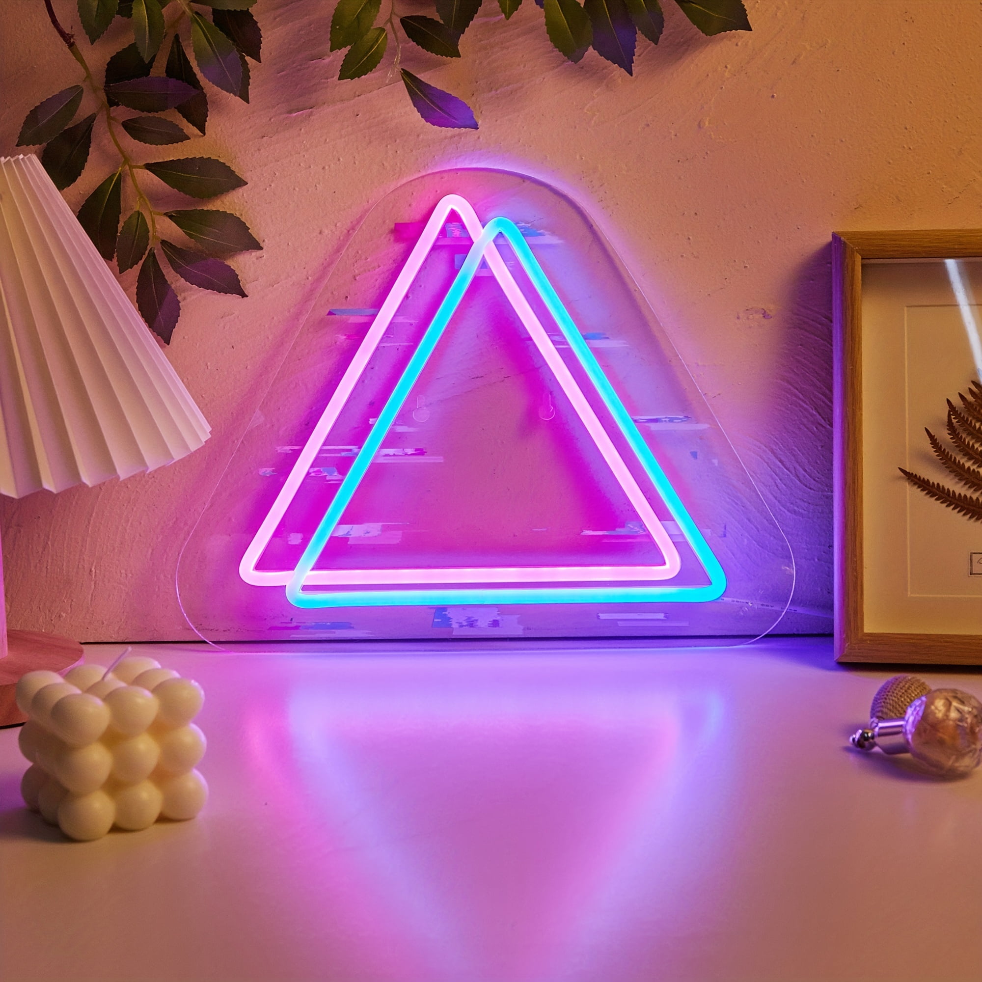LED Double triangle Cute Neon Sign, USB Powered Neon Signs Night Light ...