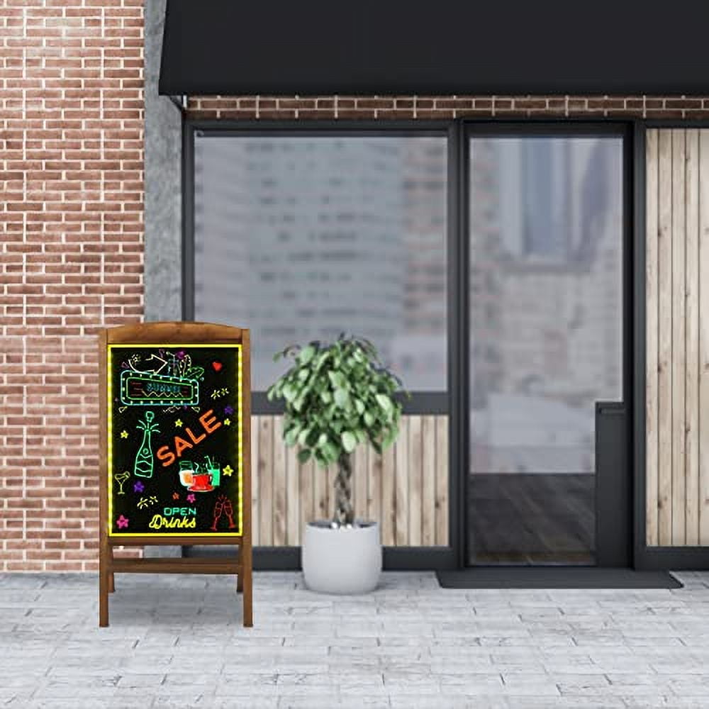 LED Drawing Chalk Board, Large Dry Erase Neon Sign, Wooden Message ...