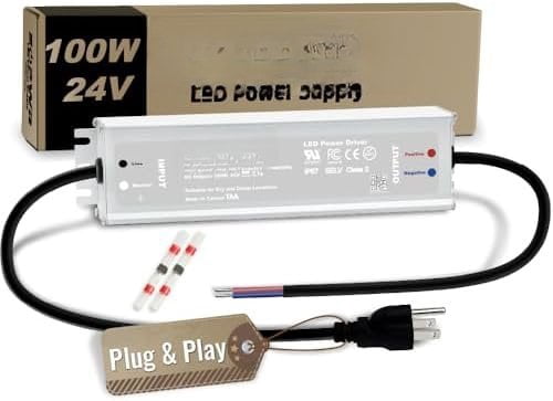 LED Driver 100W IP67 Power AC120-277V to 24VDC 3-Prong Plug Low ...