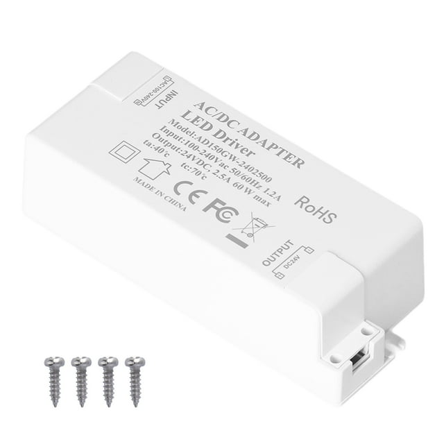 LED Driver DC24V 2.5A 60W LED Light Transformer DIY Lamp Driving Power Supply AC100‑240V ...