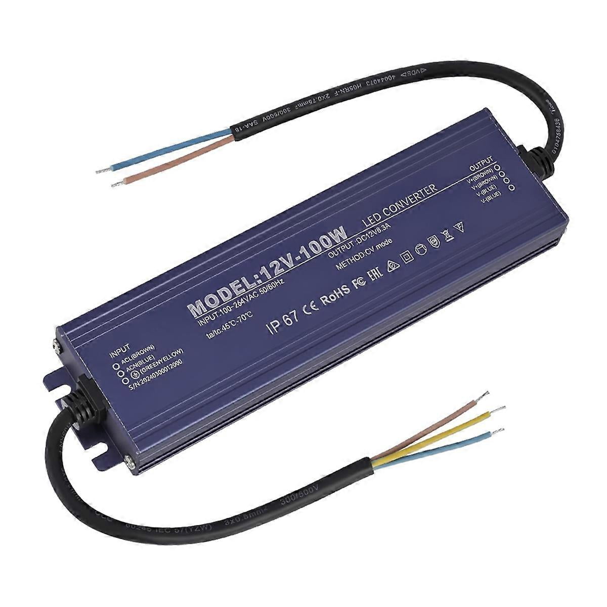 LED Driver IP67 Waterproof 12V 8.3A 100W Power Supply Transformer ...