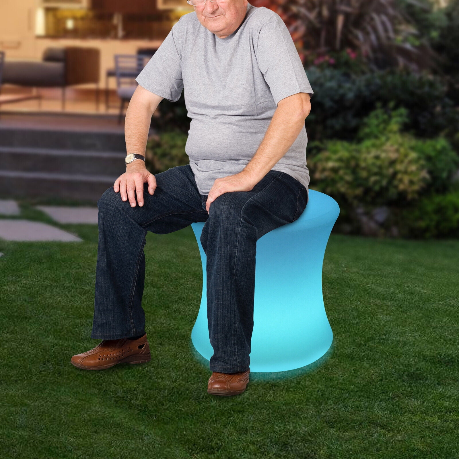 LED Drum-shaped Stool, Stool with Rechargeable LED Light, Ambient ...