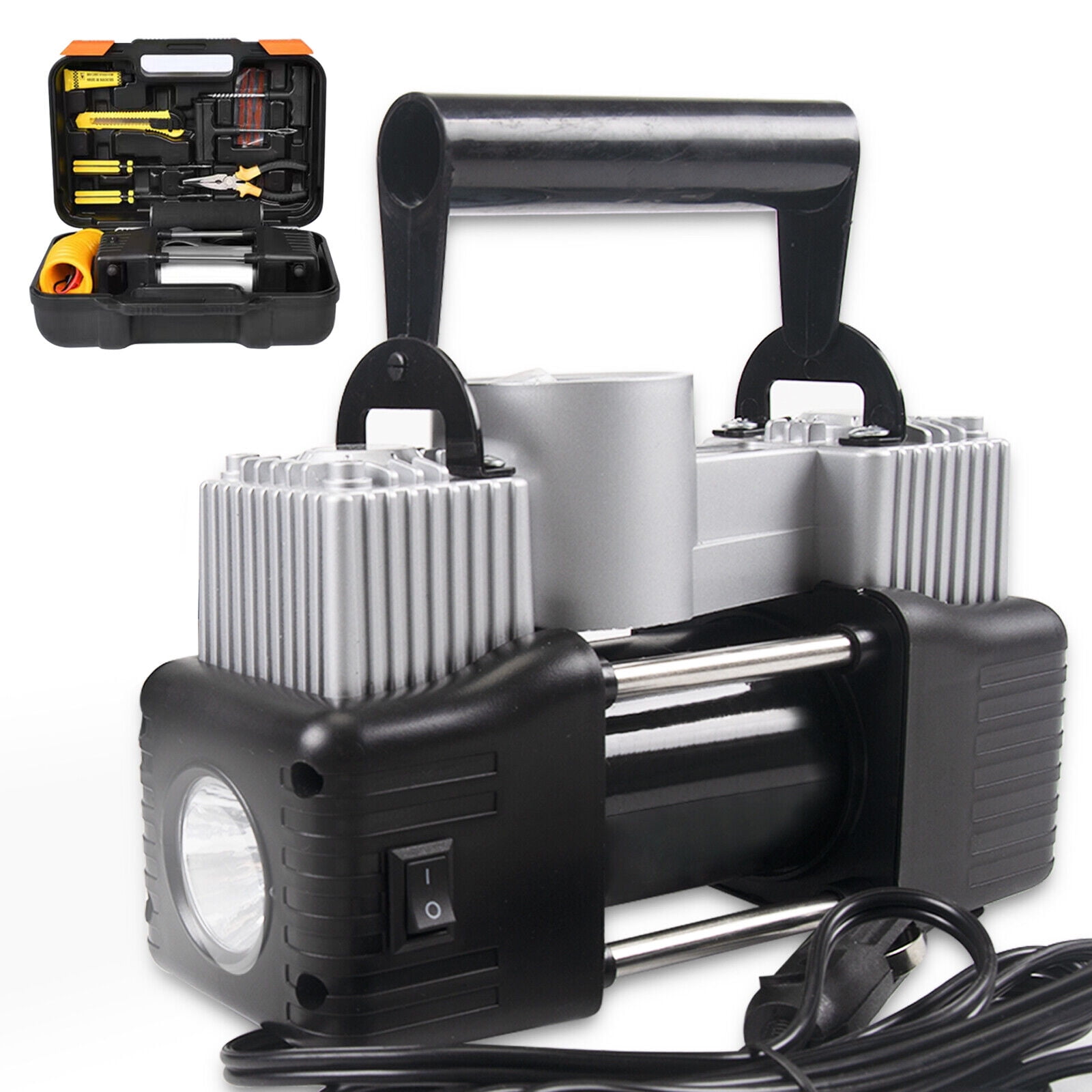 LED Dual Cylinder Air Compressor Tire Inflator 150PSI Electric Pump ...