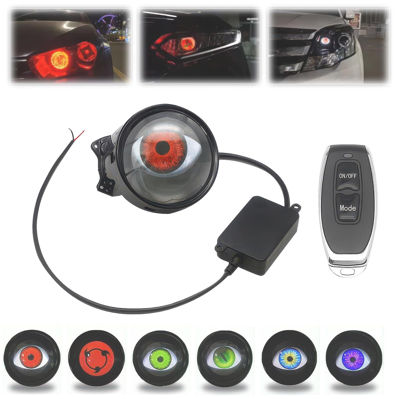 LED Dynamic Demon Eye Headlights 6 Adjustable Eye Patterns, Universal ...