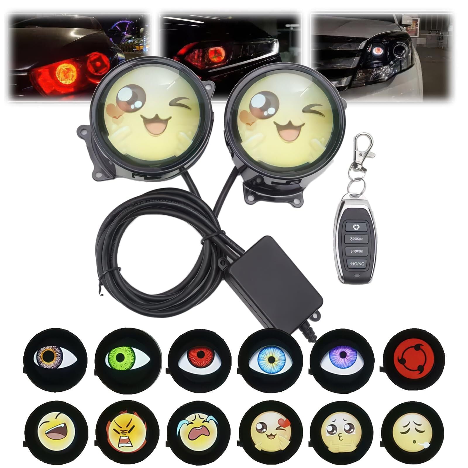 LED Dynamic Demon Eye Headlights 6 Adjustable Eye Patterns, Universal ...