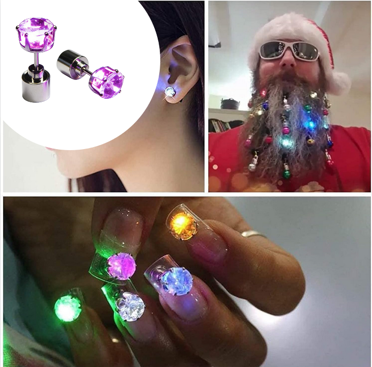 LED Earrings, Shiny Glowing LED Lighting Up Stylish Earring Studs Crown ...