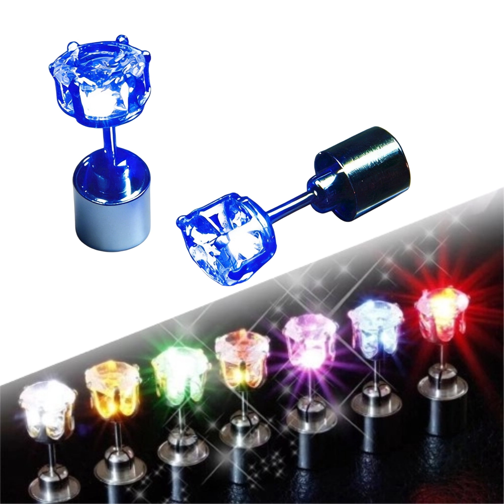 LED Earrings, Shiny Glowing LED Lighting Up Stylish Earring Studs Crown ...