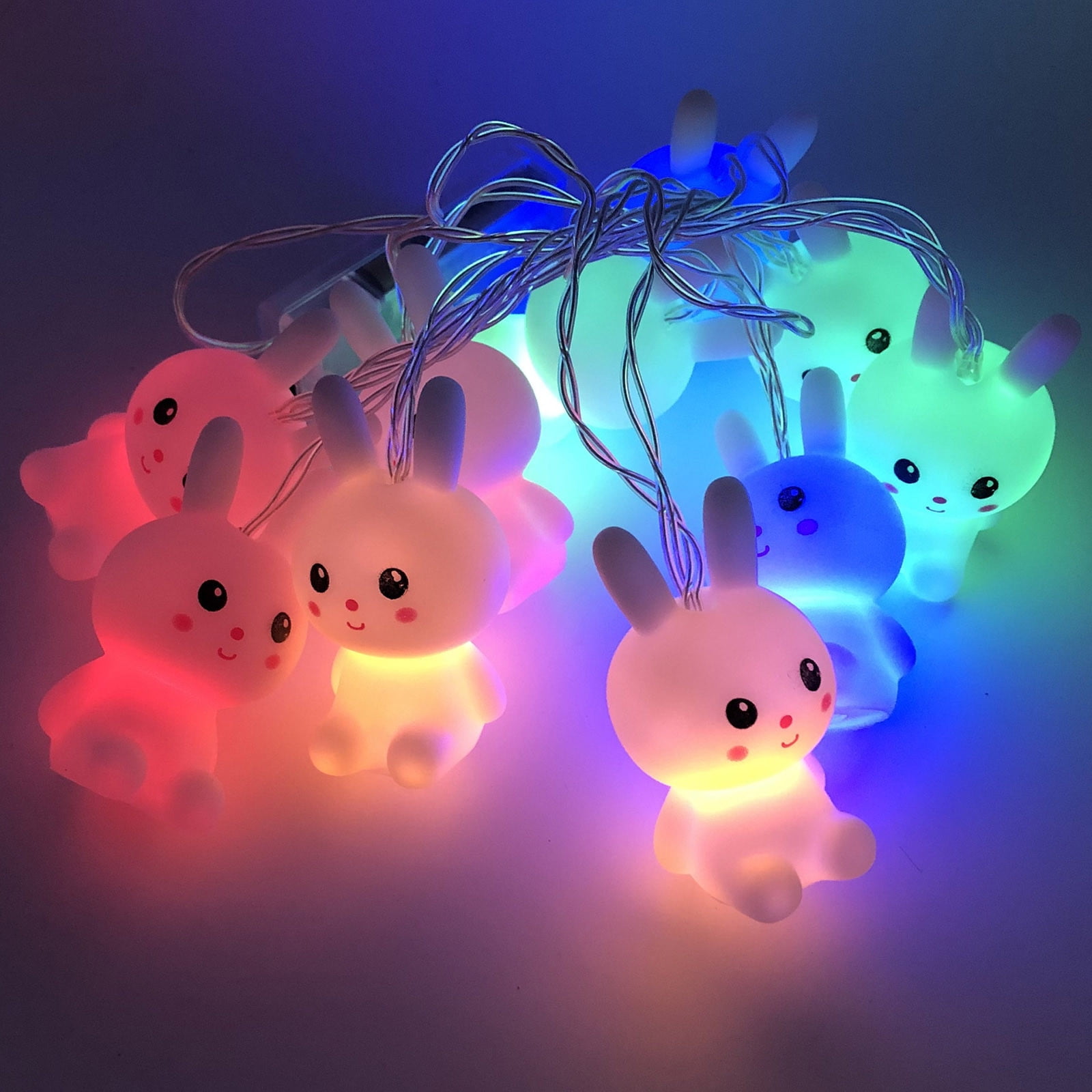 LED Easter Bunny String Lights, Battery-Operated Window Decor for Parties, Indoor/Outdoor ...
