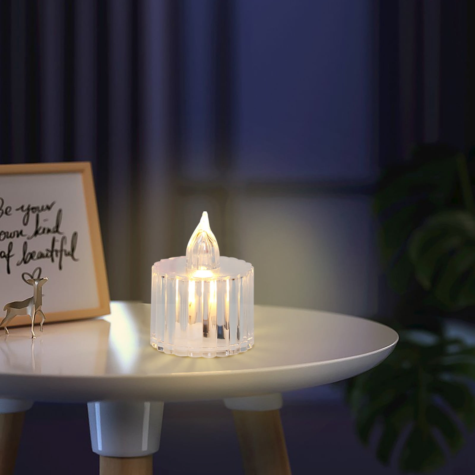 LED Electronic Gear Tea Light Candle, Flameless Night Light, Crystal ...