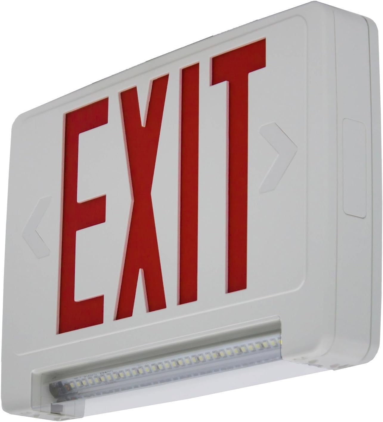 LED Emergency Exit Sign Combo - Lightpipe Red Letters - Battery Backup ...