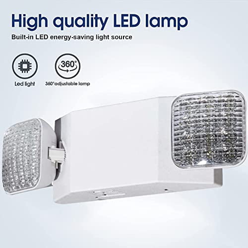 LED Emergency Lights with Battery Backup, Two Adjustable Heads ...