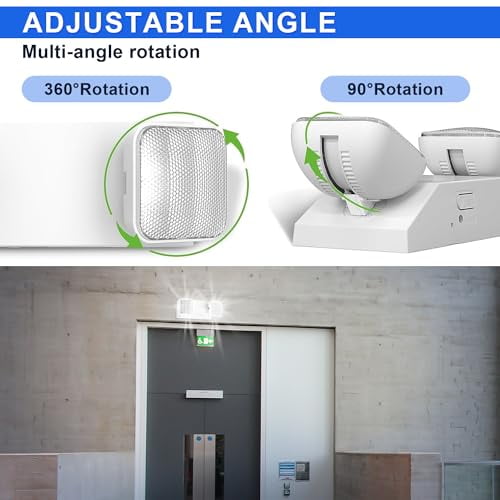 LED Emergency Lights with Battery Backup, Two LED Head Adjustable ...