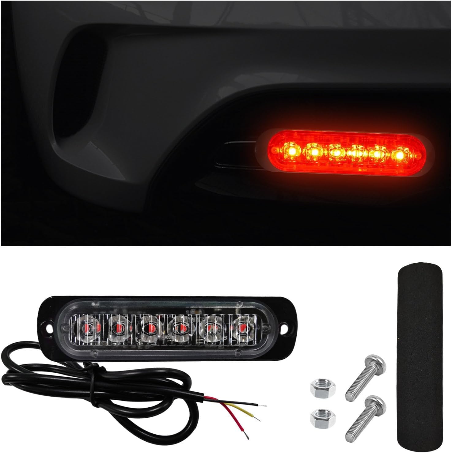 LED Emergey Strobe Lights, 6 LED High Brightness Surface Mount Warning ...