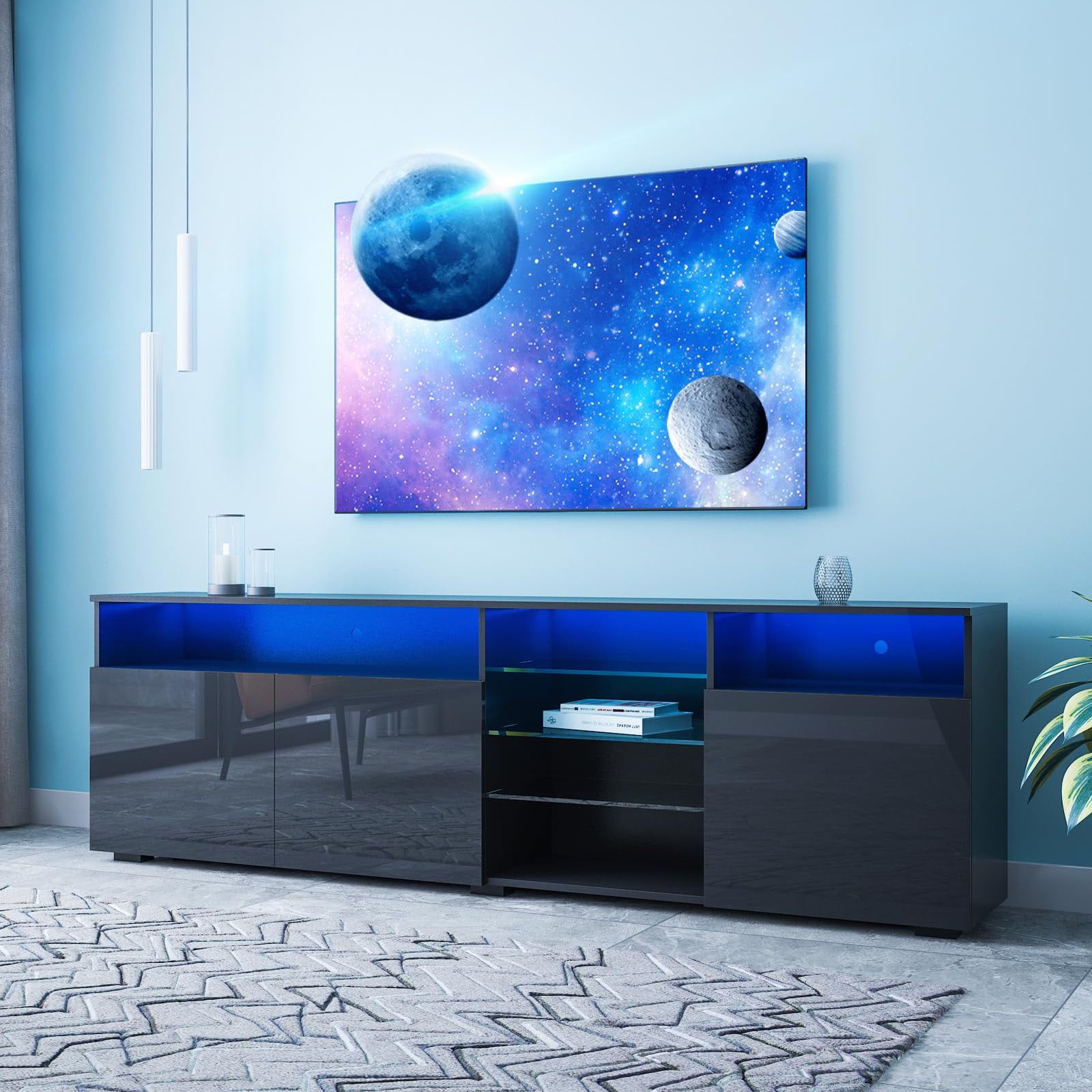 LED Entertainment Center for 75/80/85 Inch TV, Modern Large TV Stand ...