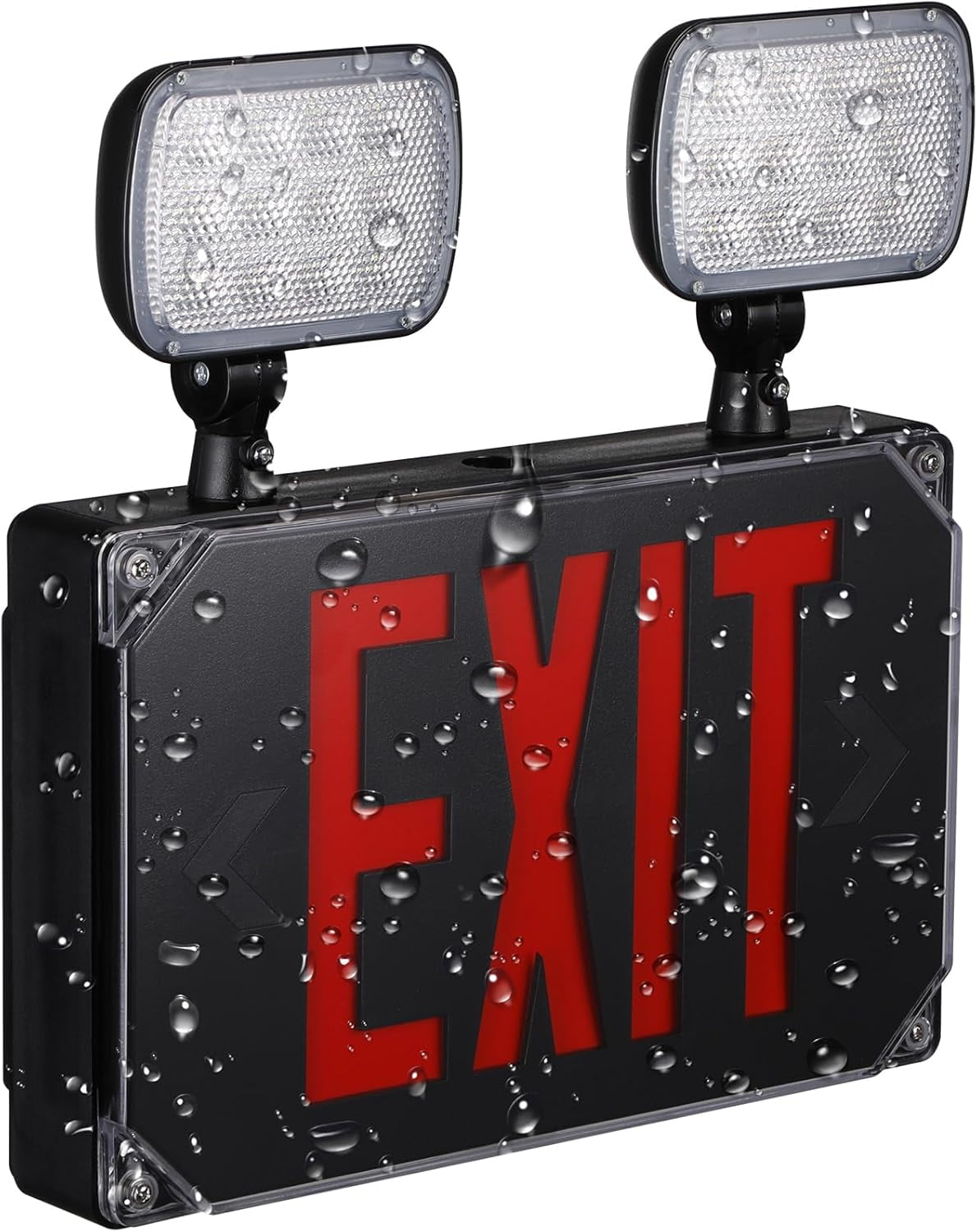 LED Exit Light, Wet Location Exit Sign with Emergency Lights, UL Listed ...