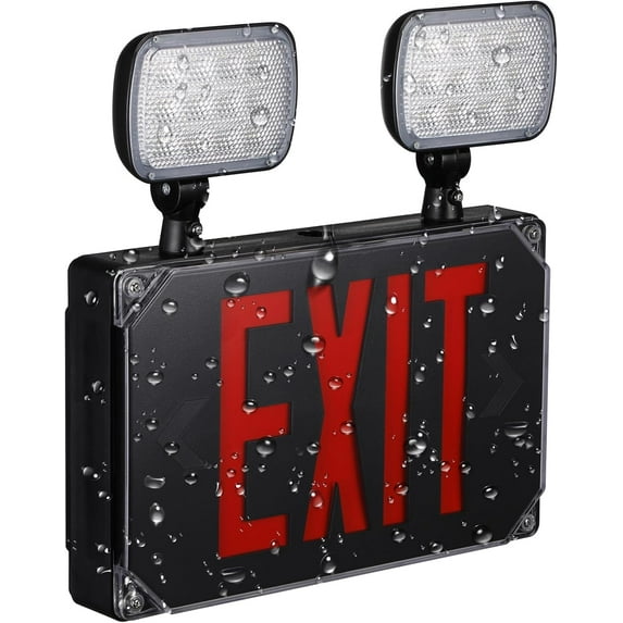LED Exit Light, Wet Location Exit Sign with Emergency Lights, UL Listed ...