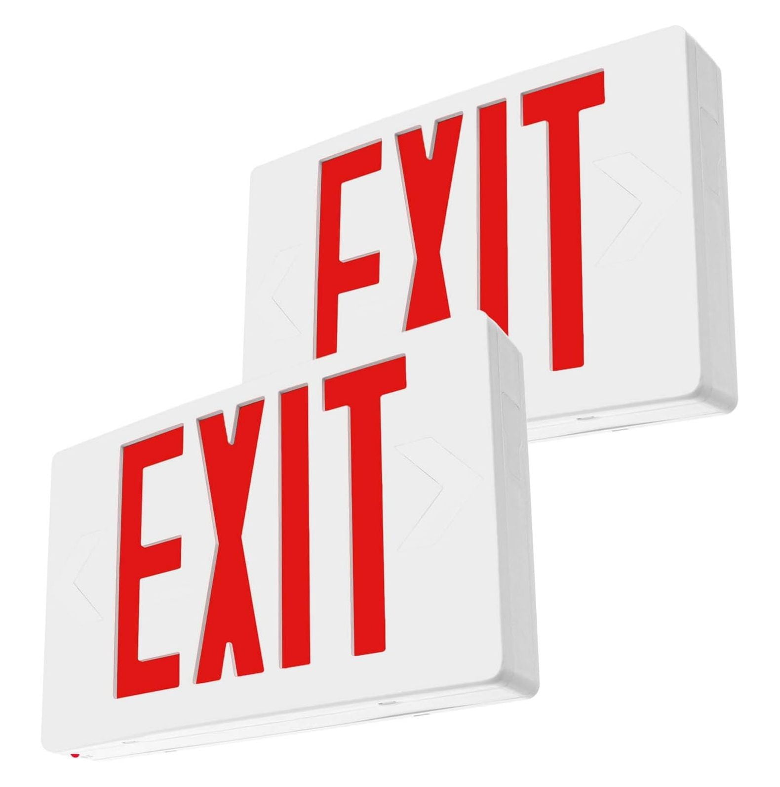 LED Exit Sign 2-Pack | Red LED | Hardwired with Backup | UL Listed ...