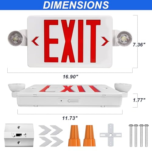 LED Exit Sign Emergency Lights with Battery Backup, Red Letter Exit ...