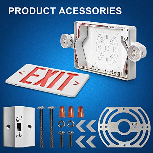 LED Exit Sign Emergency Lights with Battery Backup, Red Letter Exit ...