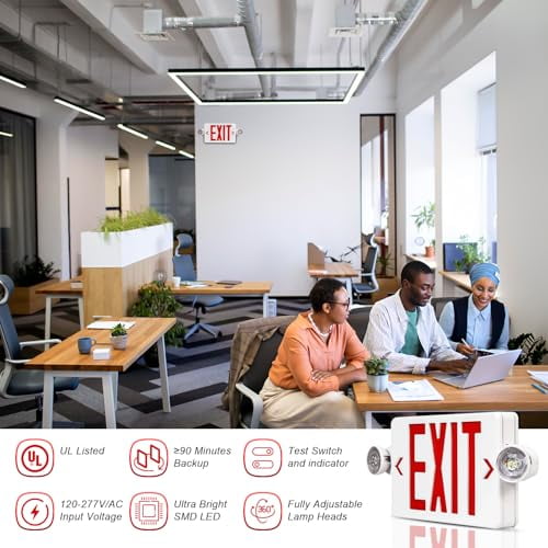 LED Exit Sign Emergency Lights with Battery Backup, Red Letter Exit ...