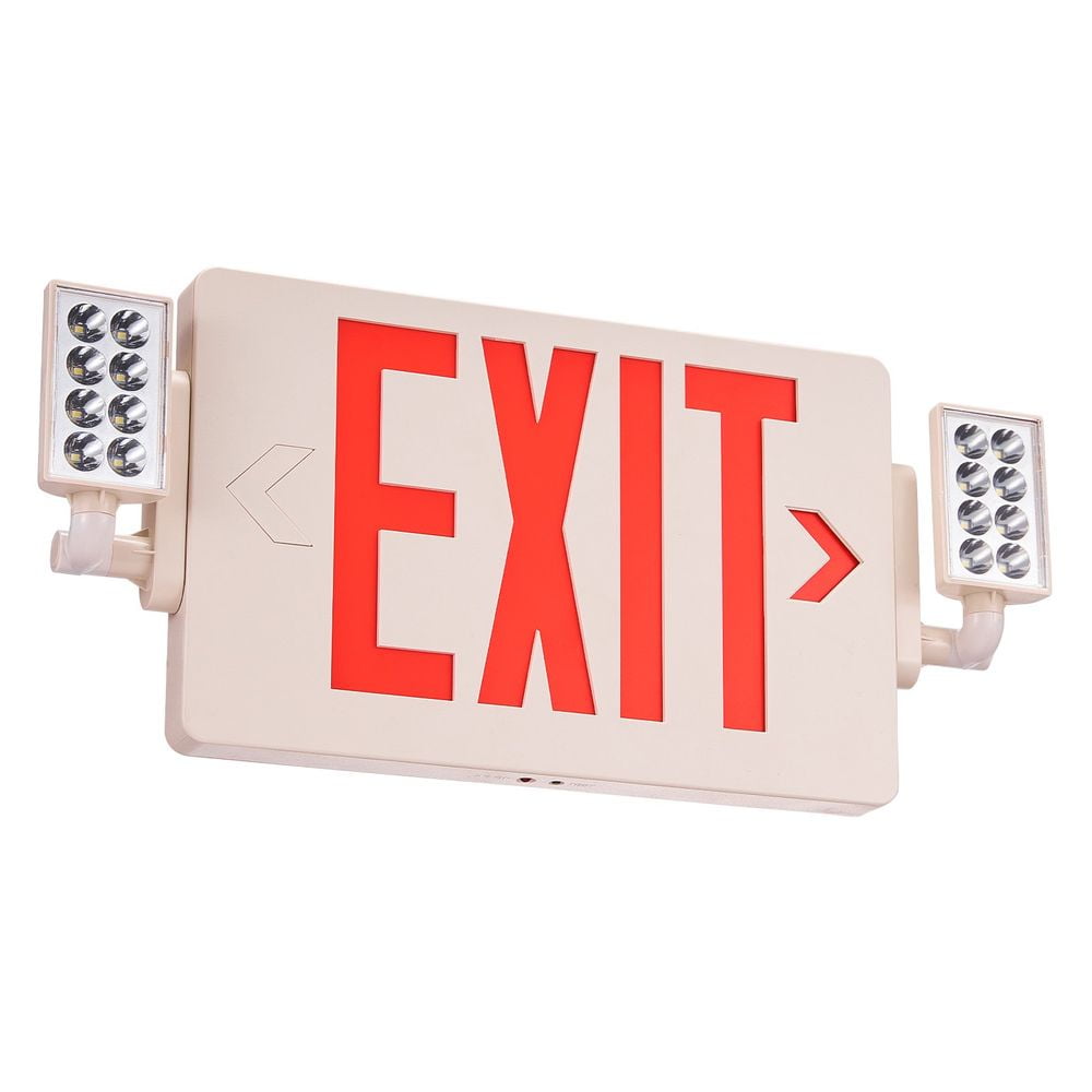 LED Exit Sign with Emergency Lights, Two Heads Emergency Exit Light ...