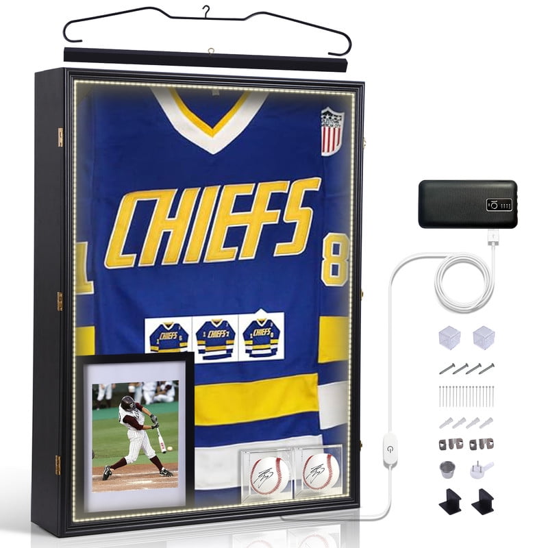 LED Extra Large Jersey Display Case with UV Protection, Shadow Box for ...