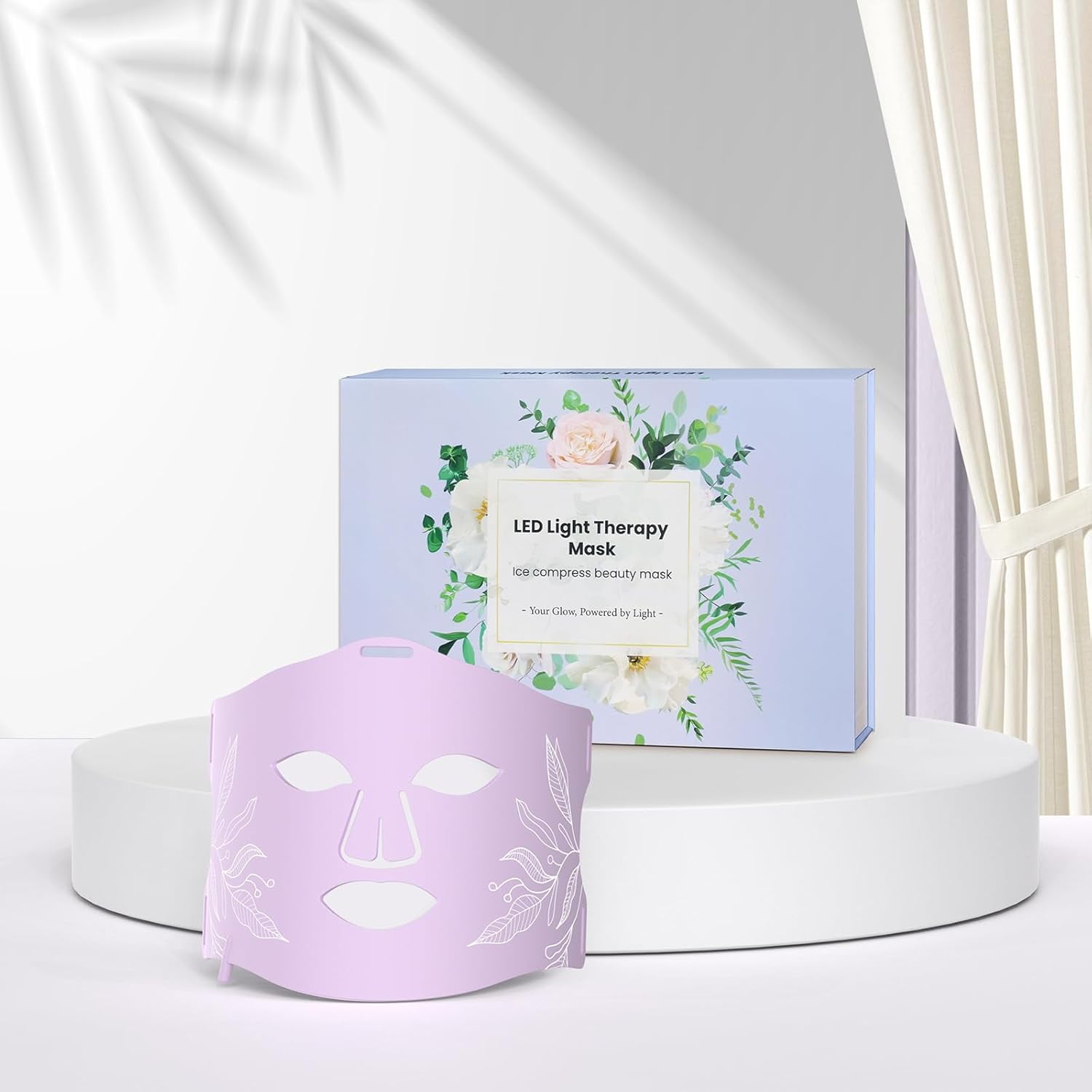 LED Face Mask Light Therapy with Gel Ice Pack, 8-1 Colors Facial Skin ...