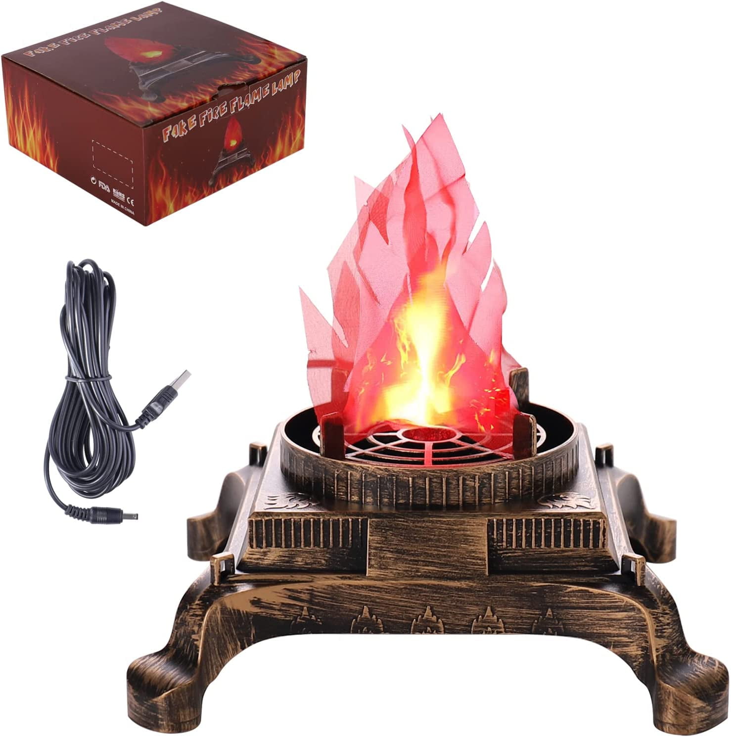 LED Fake Flame Lamp, Retro Flickering Flame Table Lamp Electric ...