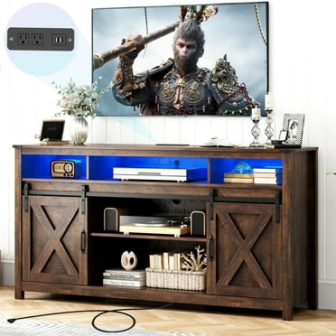 Farmhouse TV Stand for 70/75/80 Inch TVs, 70 inch Entertainment Center ...
