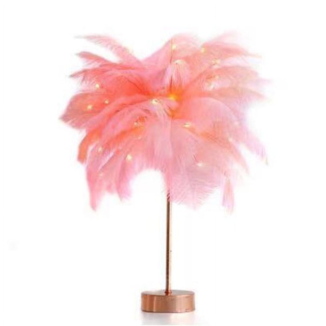 LED Feather Lamp Dandelion 10Inch Feather Table Lamp Romantic Room ...